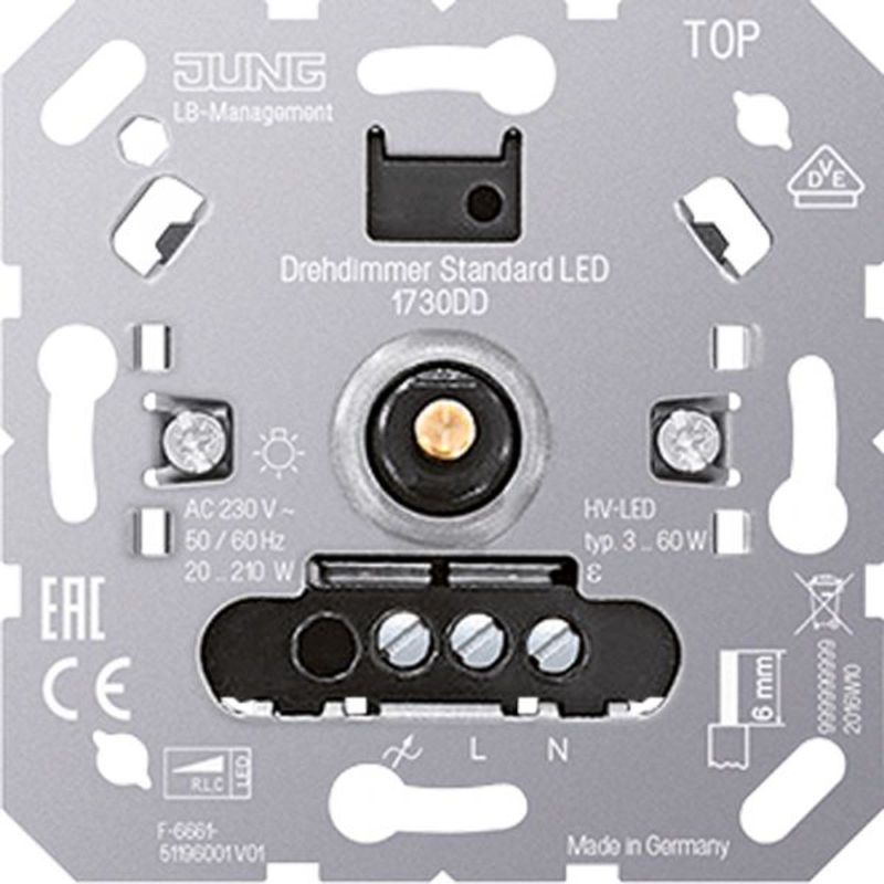 Jung LED-Dimmer Drehkn 20-210W UP 1730 DD Lichtwertspeicher kaufen | Selfio