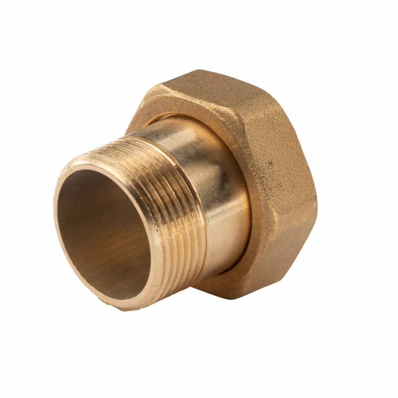 Messing Gewinde-Fitting Schaft flachdichtend mit Kappe 1 1/4"AG (DN 32) - 1 1/2"IG (DN 40 ...