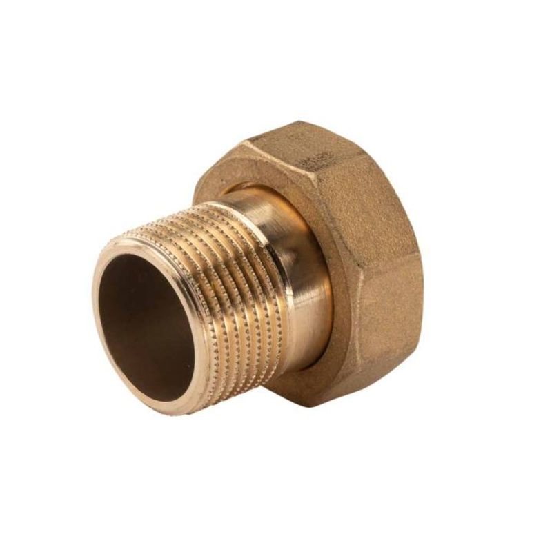 Messing Gewinde-Fitting Schaft flachdichtend mit Kappe 3/4"AG (DN 20) - 1"IG (DN 25) - schwere ...