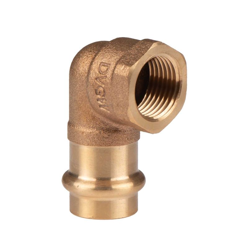 Kupfer Pressfitting Winkel 90° aus Rotguss 18 mm - 1/2" IG V+M-Kontur DVGW kaufen