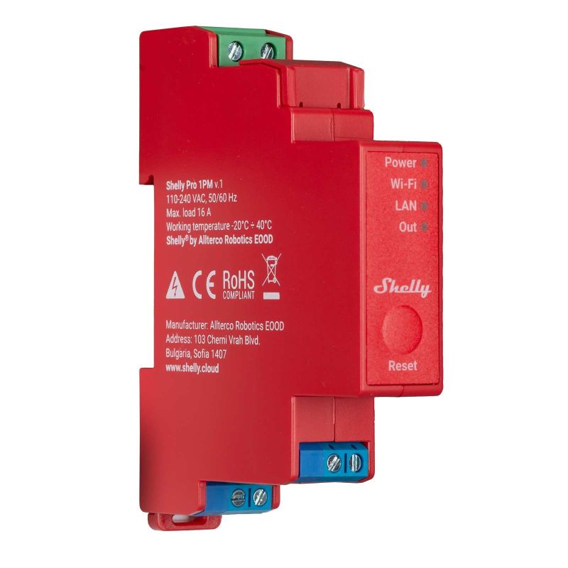 Shelly Pro 1PM 1-Kanal-Relais 1 Phase max.16A ,WLAN, LAN, BT ...